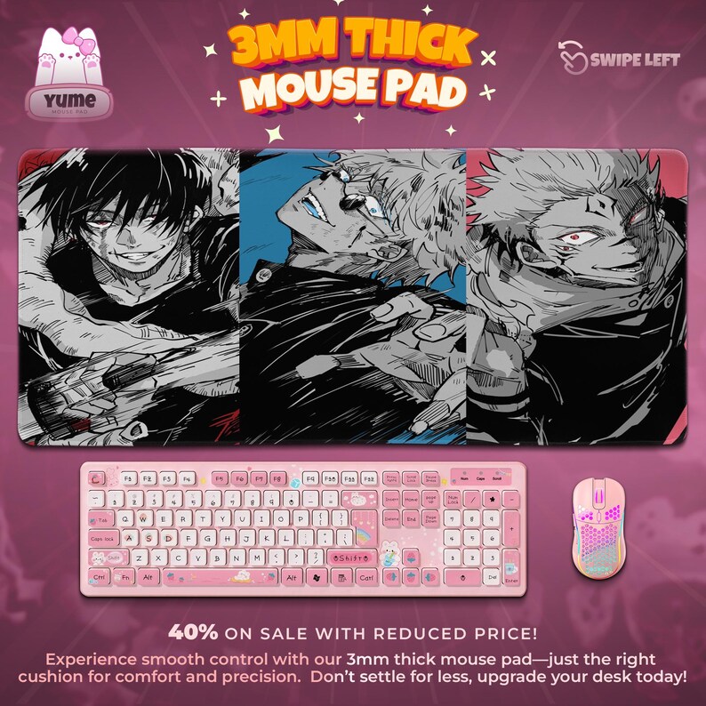Jujutsu Kaisen Anime Gaming Desk Mat, Gojo Satoru and Sukuna Mouse Pad ...