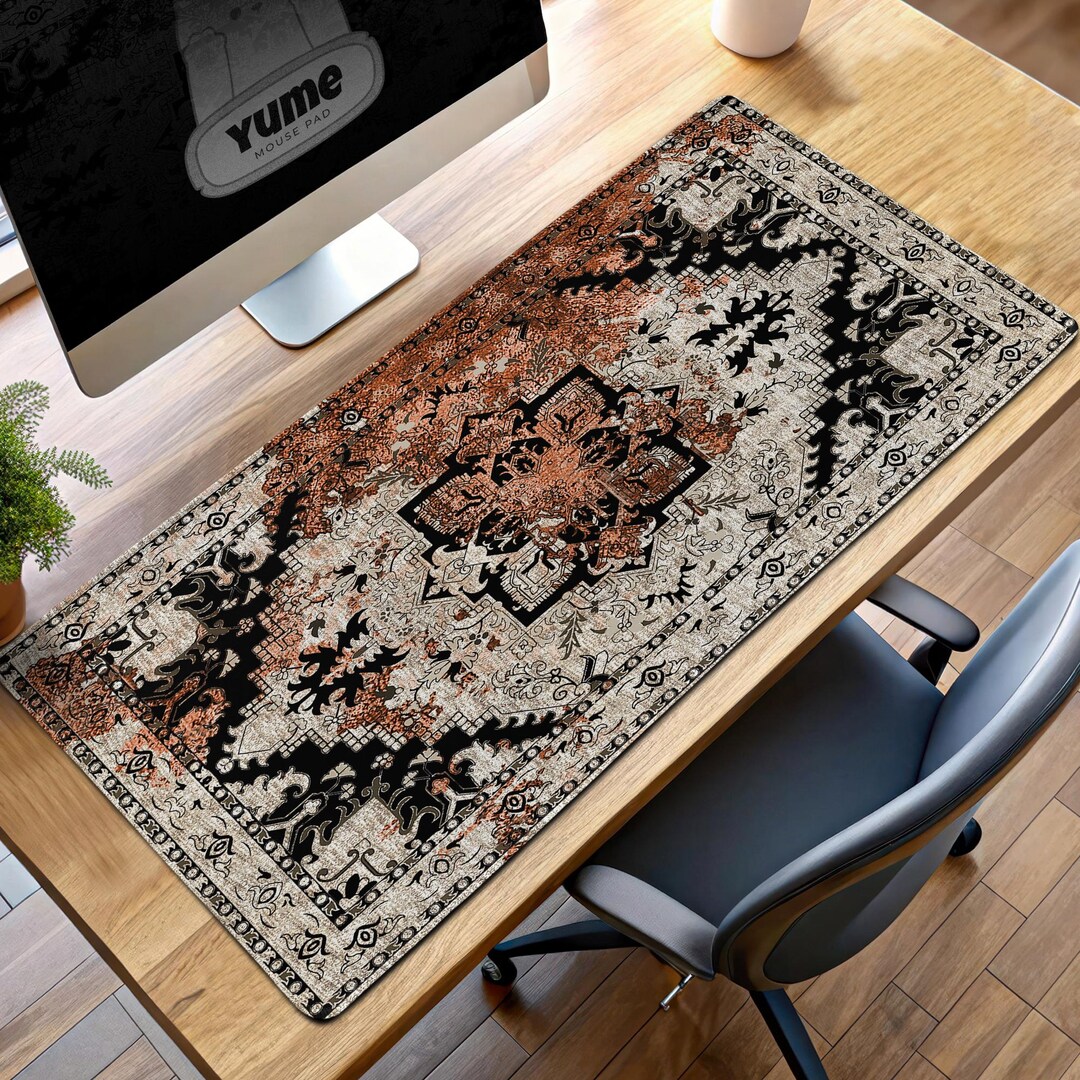 Rustic Persian Rug Mouse Pad, Large Gaming Desk Mat, Non-slip Vintage ...