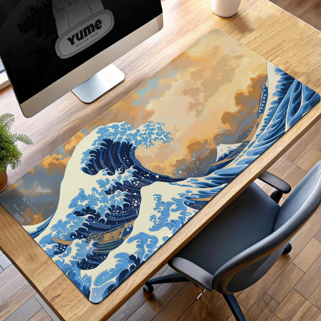 The Great Wave Mouse Pad, Hokusai Desk Mat, Japanese Art Gaming Pad ...
