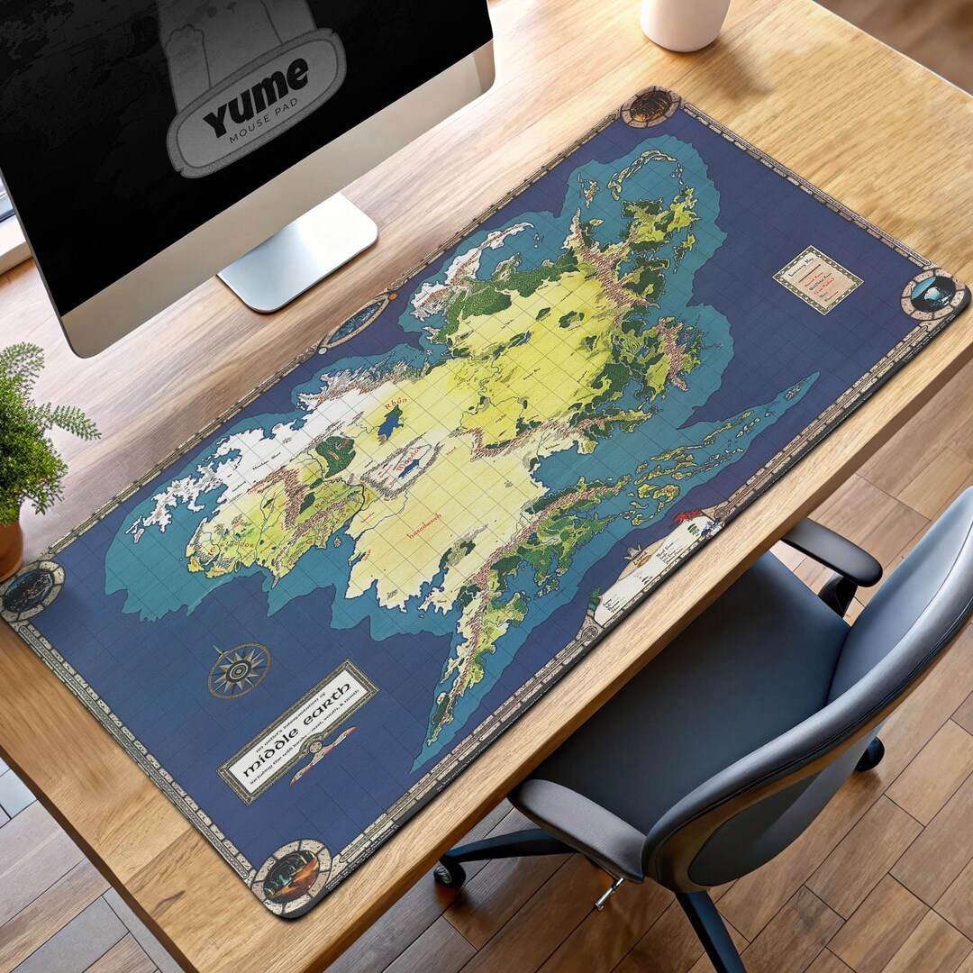 Middle-earth Fantasy Map Gaming Mouse Pad, LOTR Desk Mat, Tolkien World ...