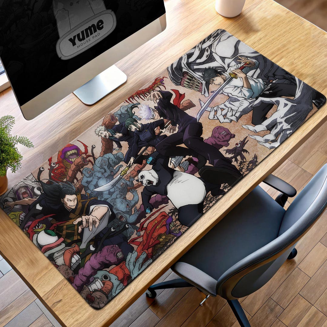 Jujutsu Kaisen Battle Scene Gaming Desk Mat, Anime Mouse Pad With Gojo ...