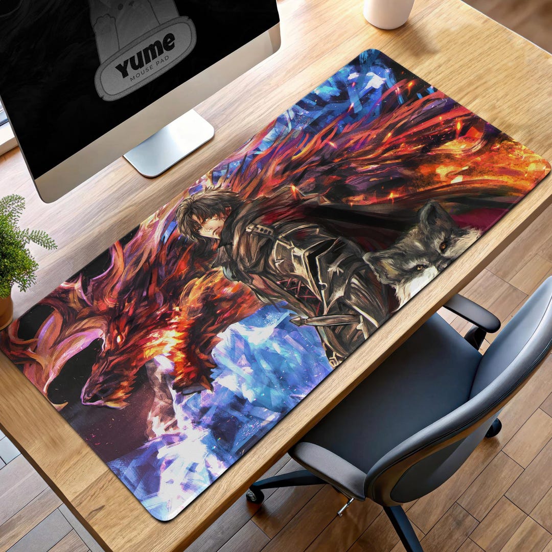 Final Fantasy Desk Mat: Epic Warrior & Flame Beast Gaming Mouse Pad - Etsy