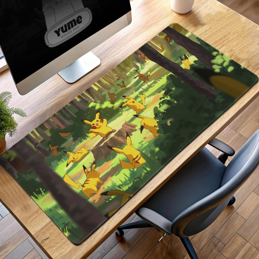 Pikachu Forest Gaming Mouse Pad, Pokémon Desk Mat, Cute Pikachu ...