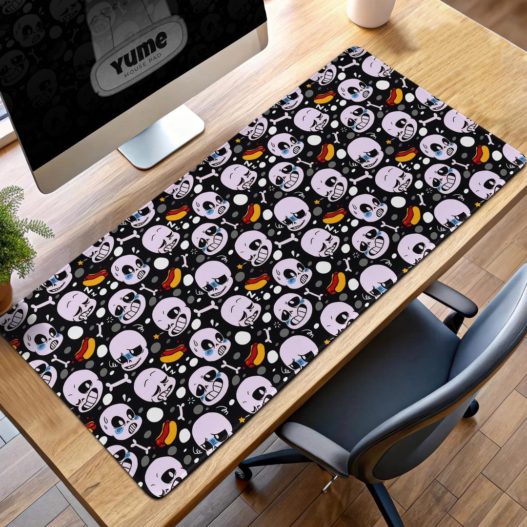 Sans Undertale Mouse Pad – Kawaii Skull Pattern With Hot Dogs & Bones ...