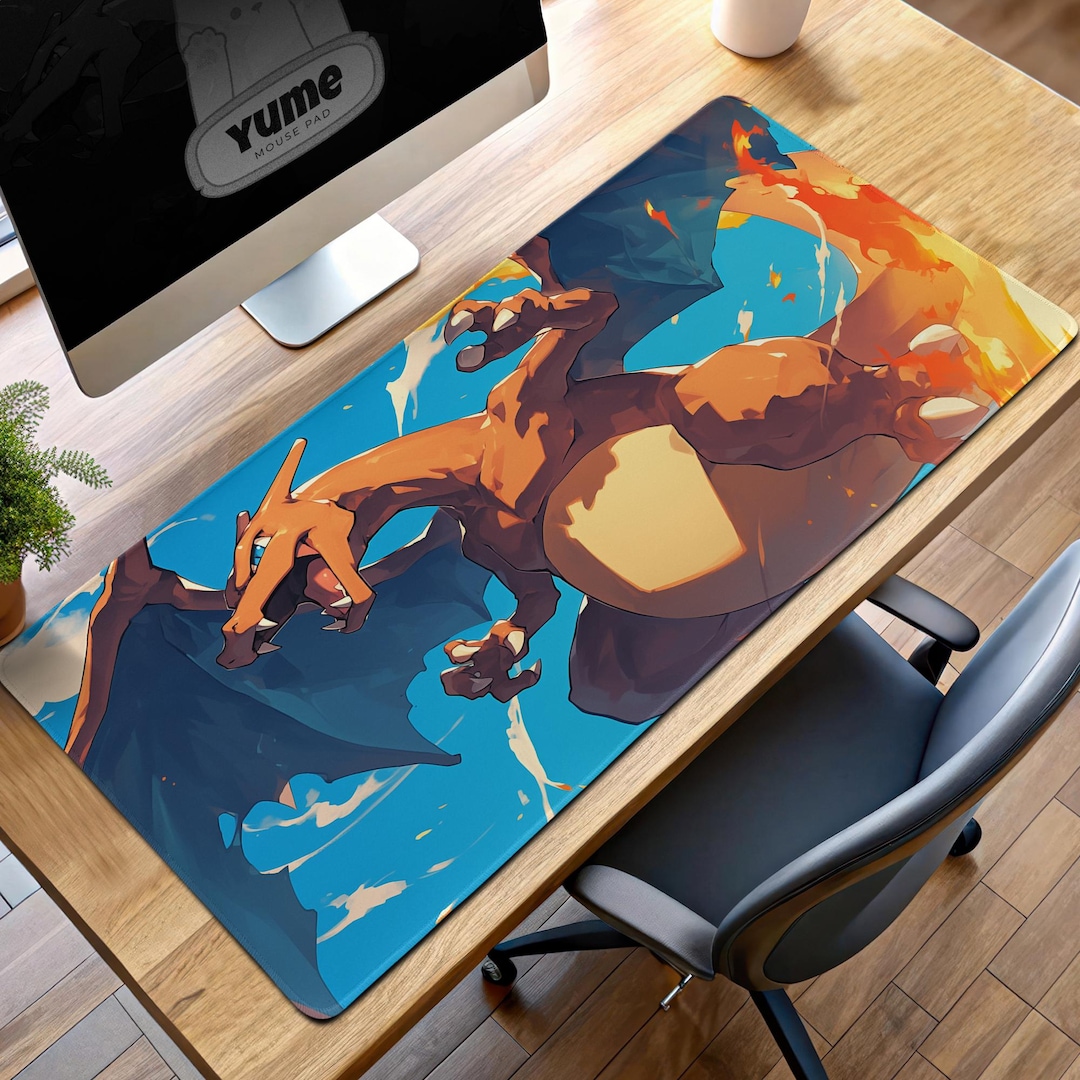Charizard Gaming Mouse Pad, Fire Dragon Desk Mat, Pokemon Battle Art ...