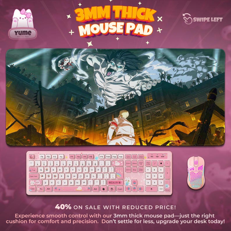 Eren Jaeger Titan Attack Scene Mouse Pad, Shiganshina Showdown Gaming ...