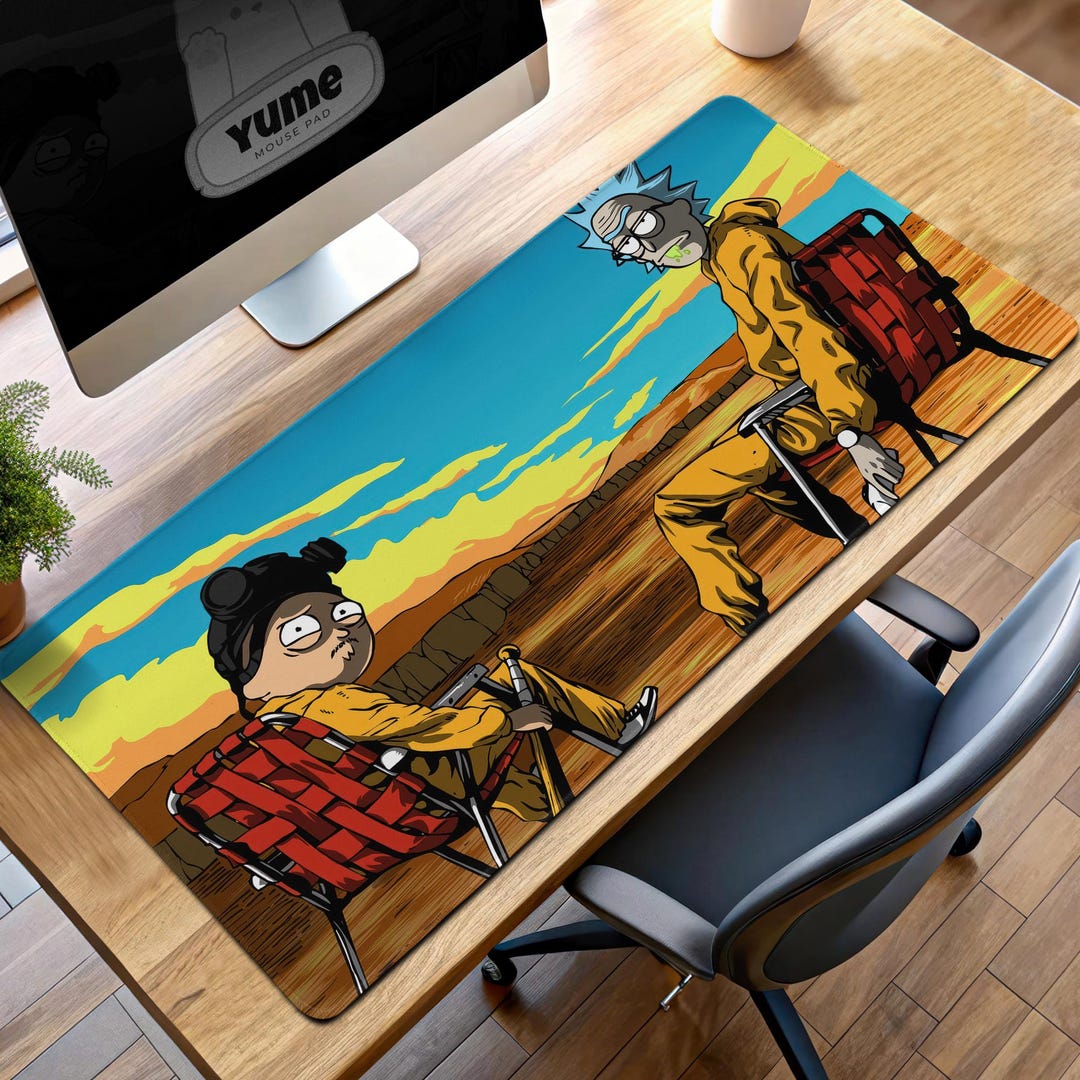 Rick and Morty Desert Heist Gaming Mouse Pad, Sci-fi Cartoon Desk Mat ...