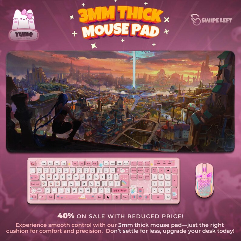 Arcane Piltover Sunset Mouse Pad – Jinx Cityscape View, Piltover Zaun ...