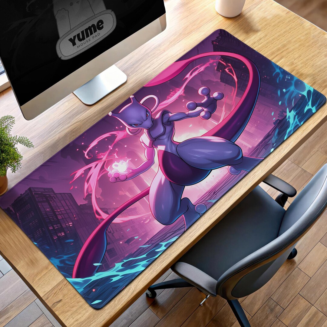 Mewtwo City Power Desk Mat – Futuristic Pokémon Mouse Pad With Psychic ...