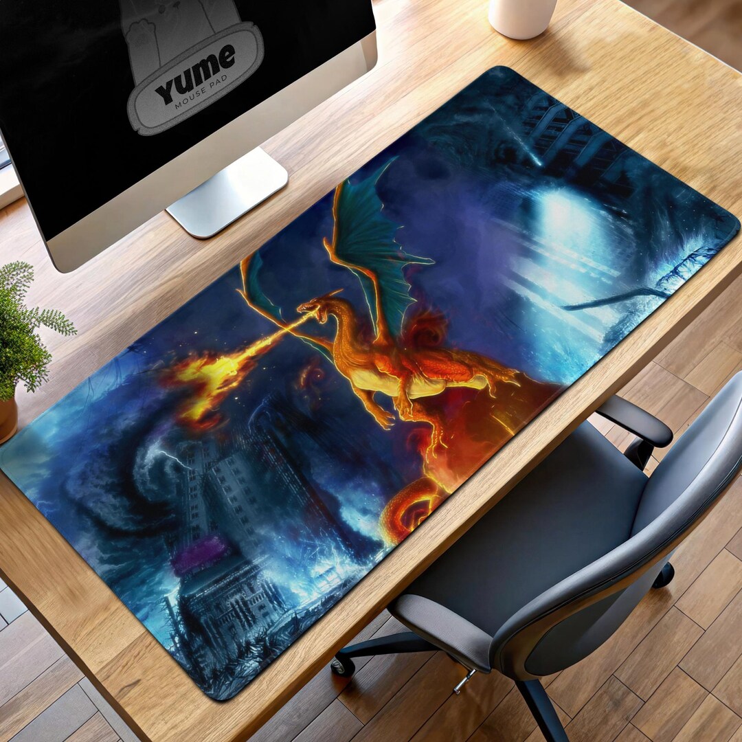 Charizard Fire Dragon Gaming Mouse Pad, Epic Battle Desk Mat, Large ...