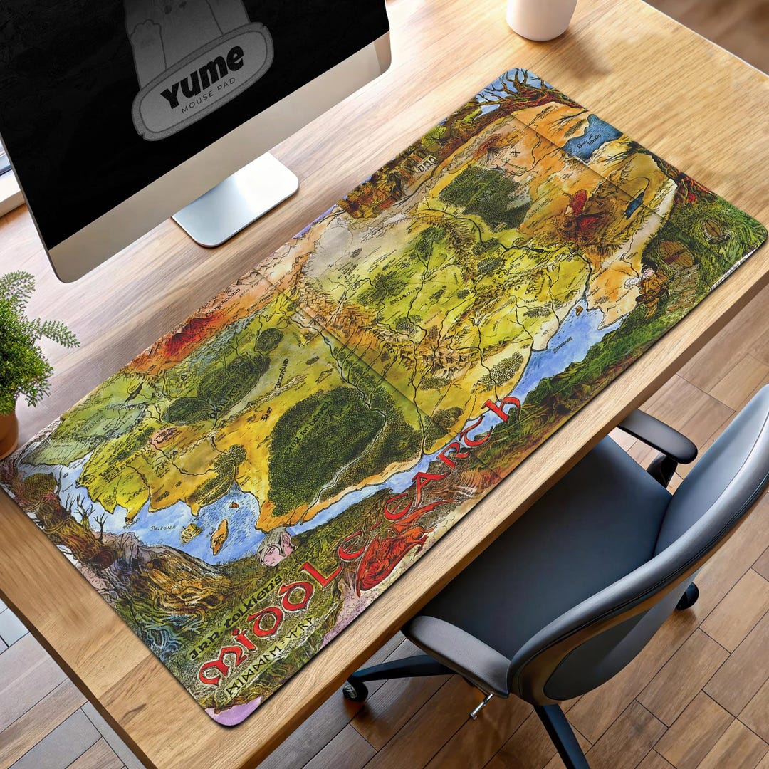 Middle-earth Map Gaming Mouse Pad, LOTR Desk Mat, Tolkien Map Mouse Pad ...