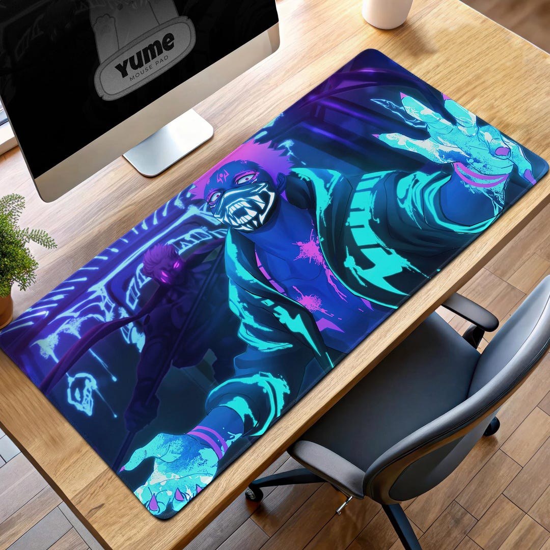 Jujutsu Kaisen Gaming Desk Mat, Sukuna Anime Mouse Pad, Neon Cursed ...