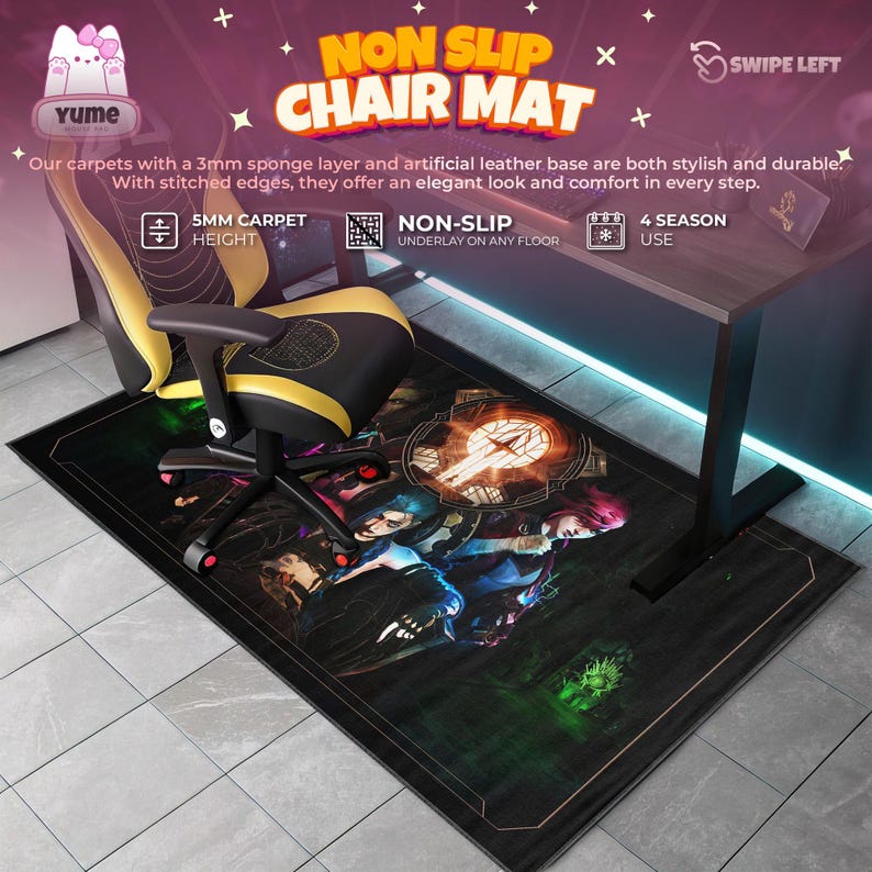 Arcane Hexgate Mouse Pad – Jinx & Vi Scene, Piltover Zaun Art, League ...