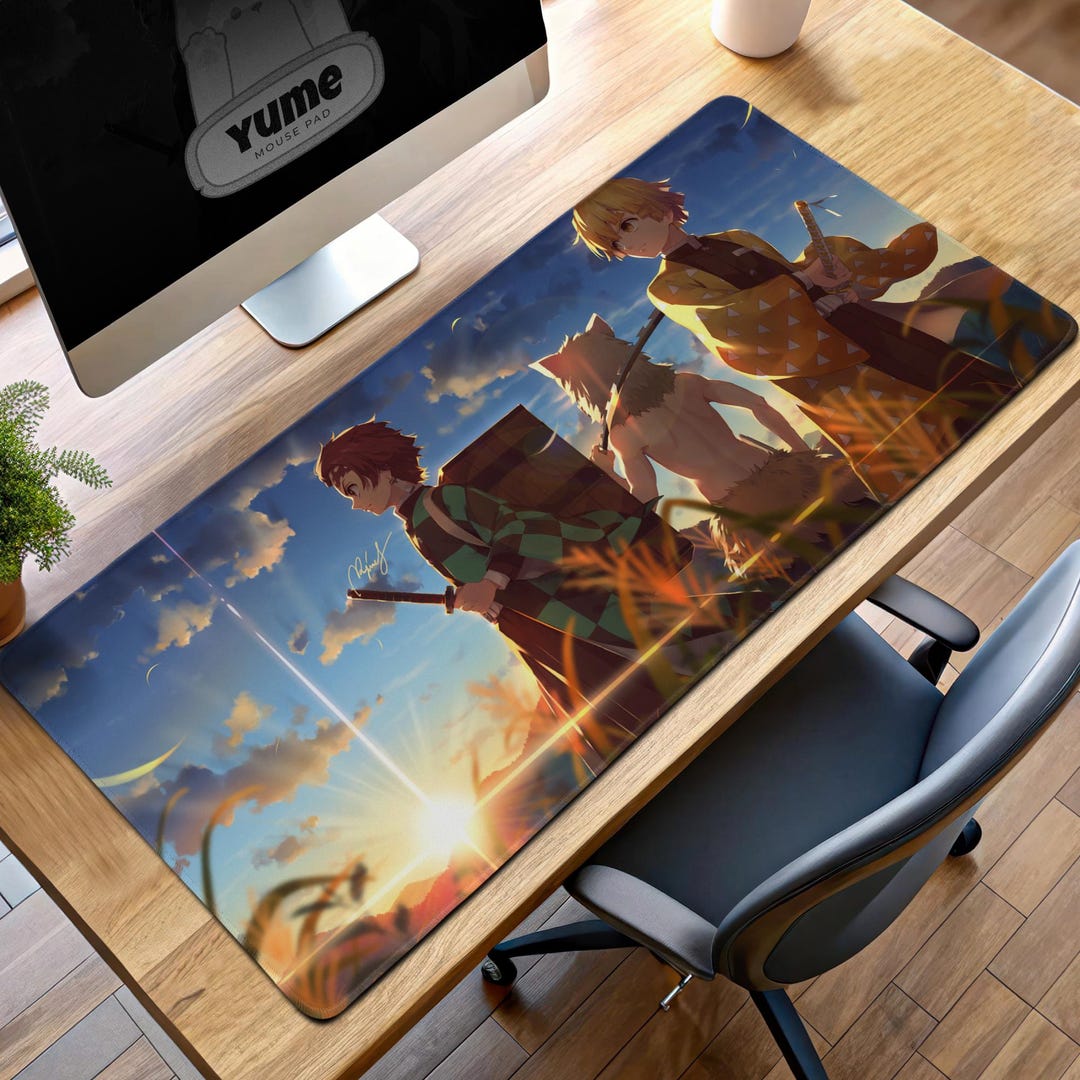 Demon Slayer Trio Gaming Mouse Pad, Tanjiro Zenitsu Inosuke Sunset Desk ...