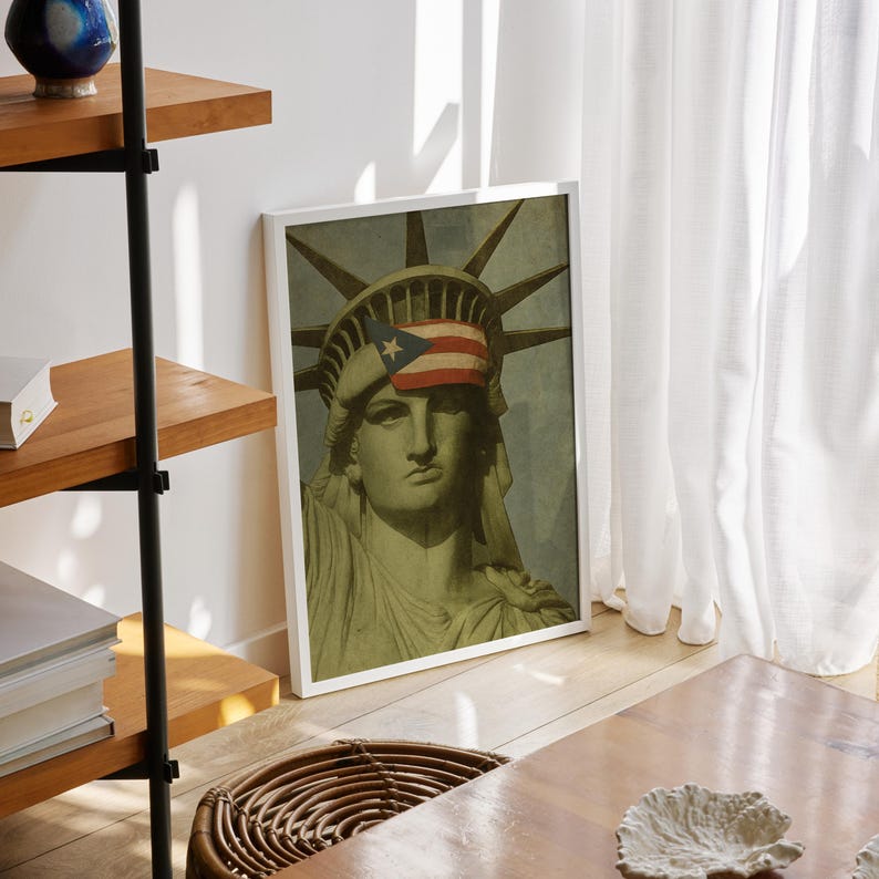 Statue Of Liberty With Puerto Rican Flag