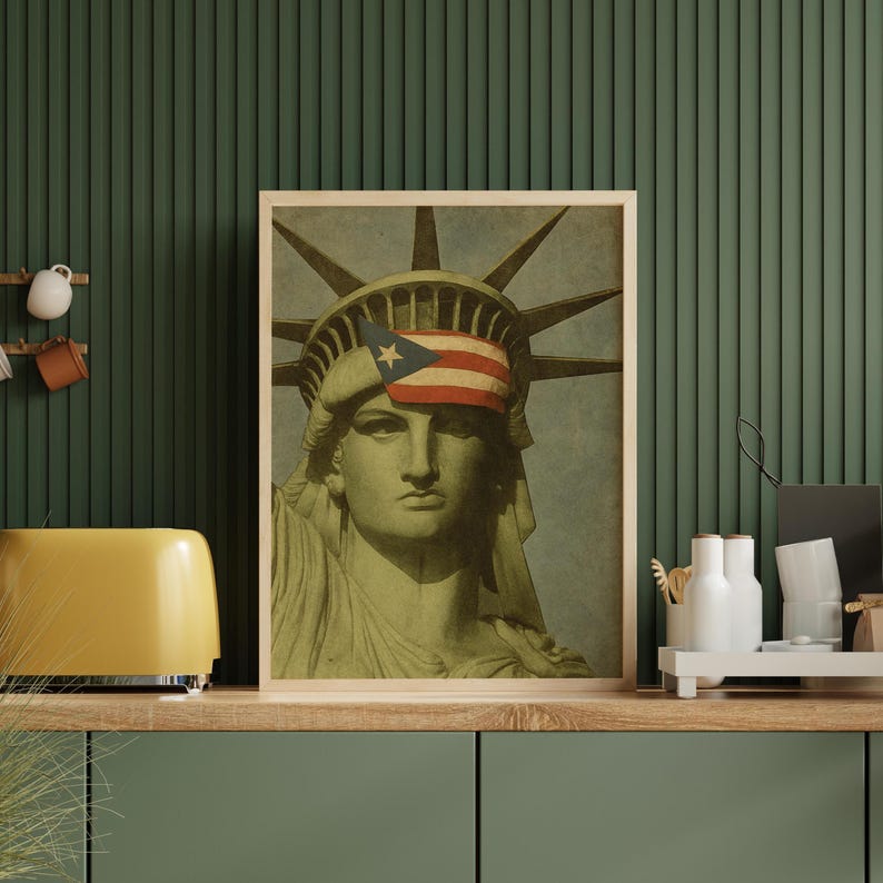 Statue Of Liberty With Puerto Rican Flag