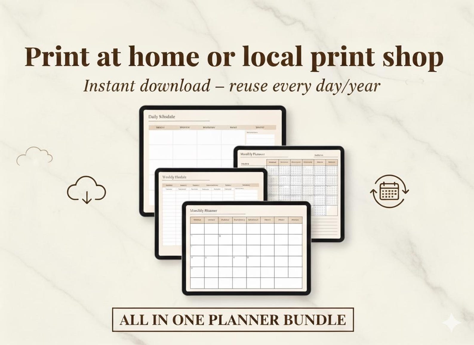 Printable Planner Bundle: Daily, Weekly, Monthly, Habit Tracker (PDF ...