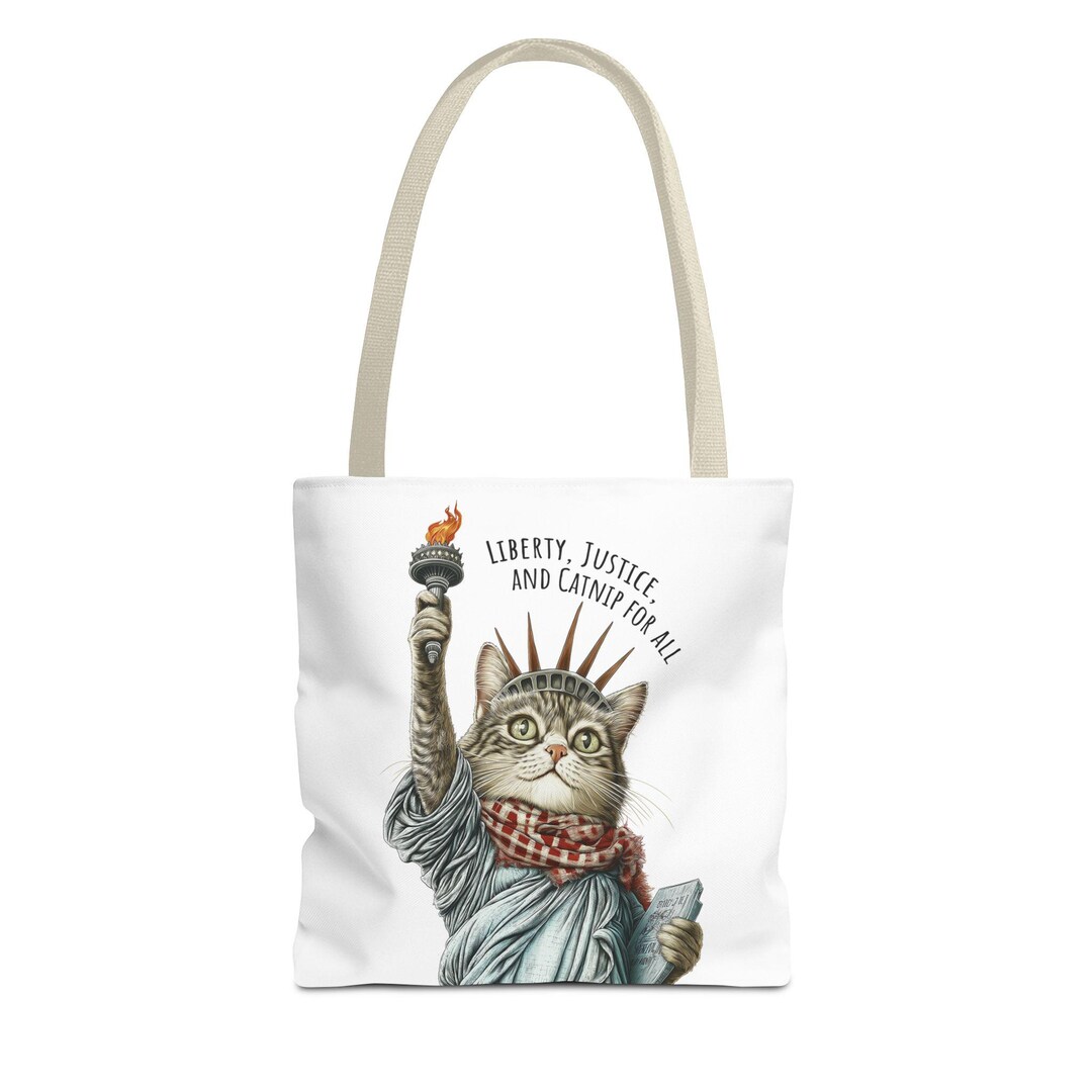 Cat Statue of Liberty Tote Bag, Funny Cat Lover Gift, Liberty Cat ...