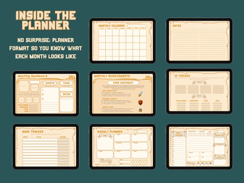 ADHD Digital Planner for iPad |gamified RPG Monthly Planner PDF ...