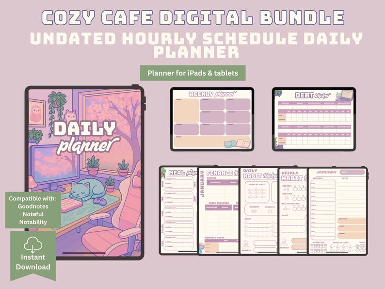 Cozy Gamer Hourly Daily Planner Bundle | Kawaii Gaming-inspired PDF ...
