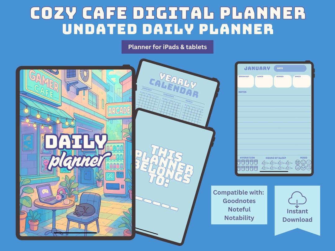 Cozy Gamer Cafe Digital Simple Daily Planner Bundle | Kawaii Gaming ...