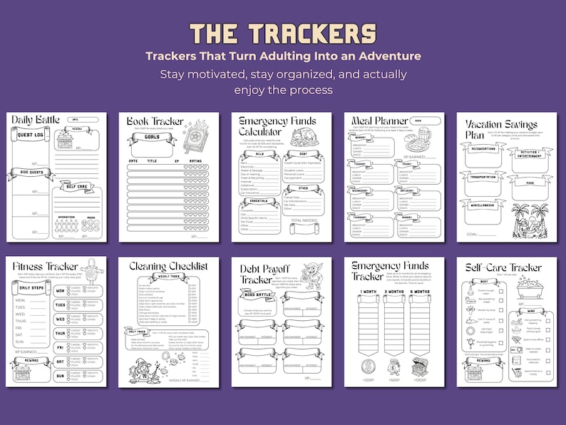 Gamified ADHD Planner Bundle | Neurodivergent Printable Tracker Set ...