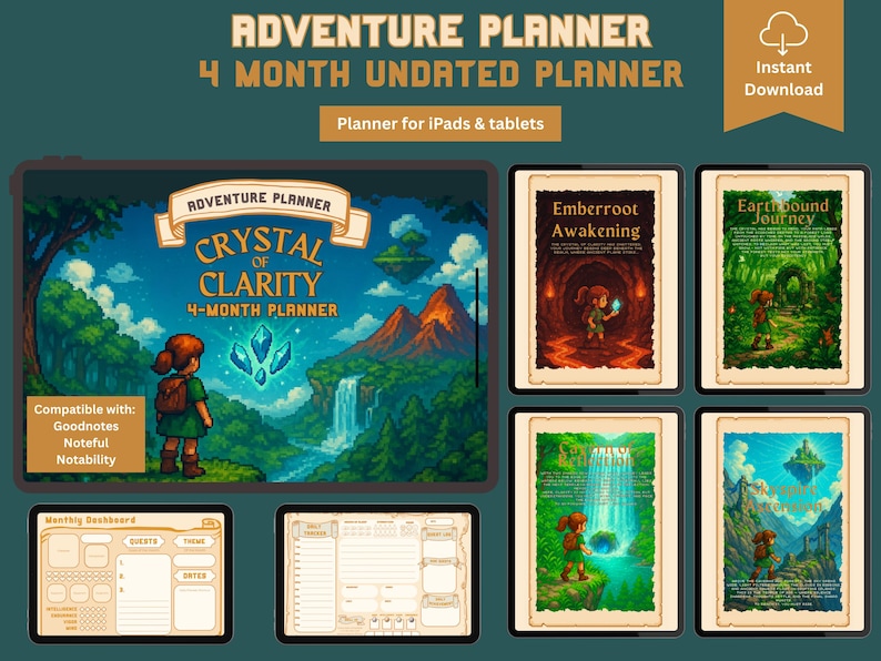 ADHD Digital Planner for iPad |gamified RPG Monthly Planner PDF ...