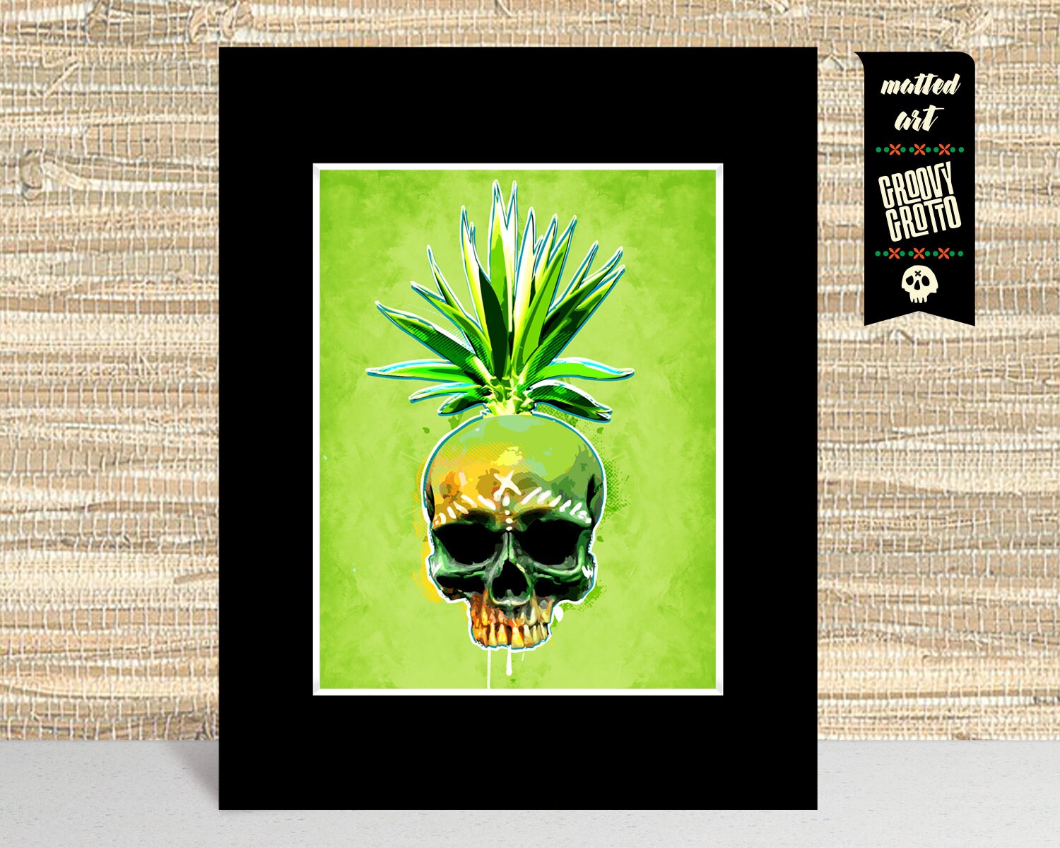 Pineapple Skull Art Print Tropical Decor Tiki Art Skull | Etsy