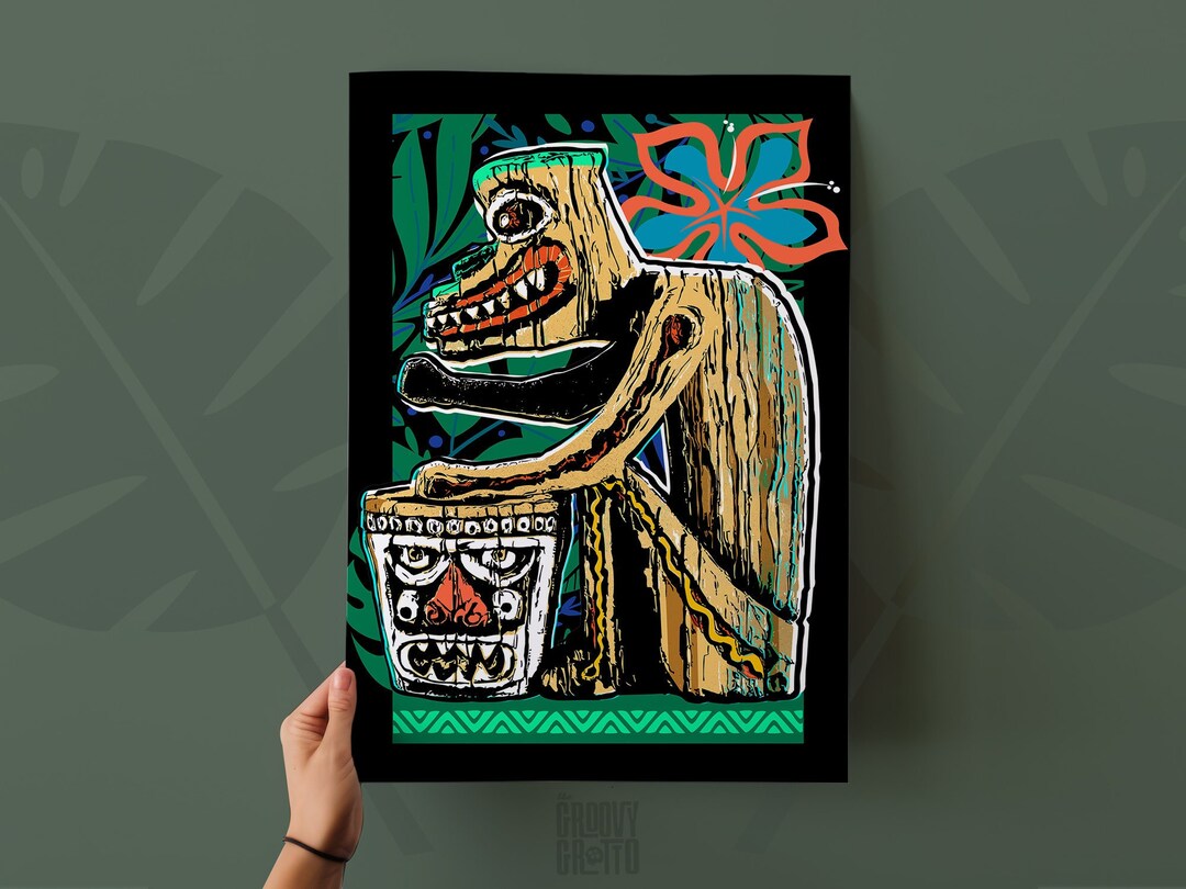 Enchanted Tiki Room Drummer Fan Art Print, Tiki Bar Decor Available as ...