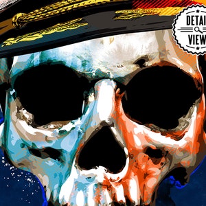 Nautical Skull Art Print Beach House Nautical Themed Home - Etsy