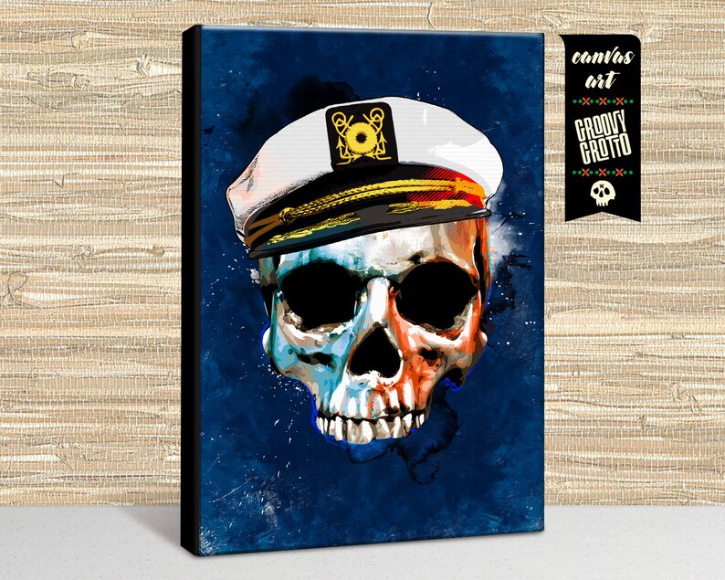 Nautical Skull Art Print Beach House Nautical themed Home | Etsy