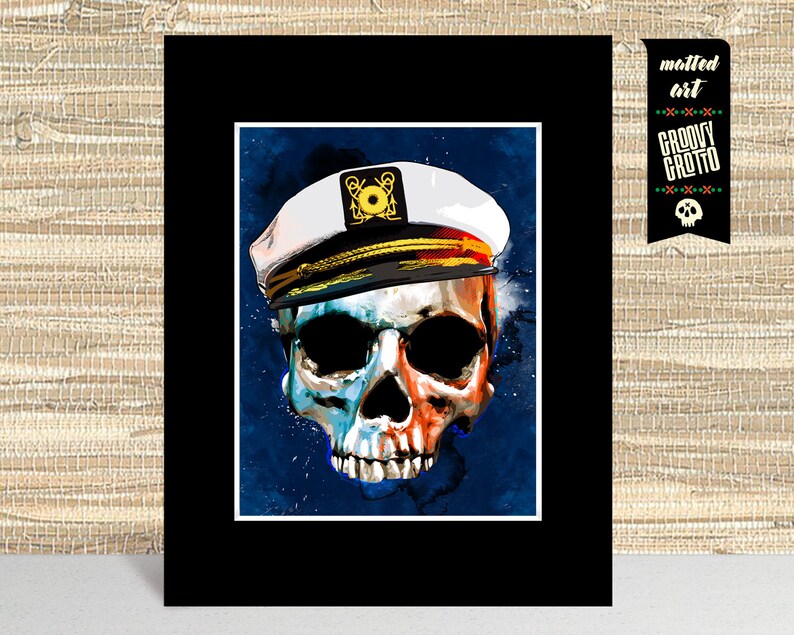 Nautical Skull Art Print Beach House Nautical themed Home | Etsy