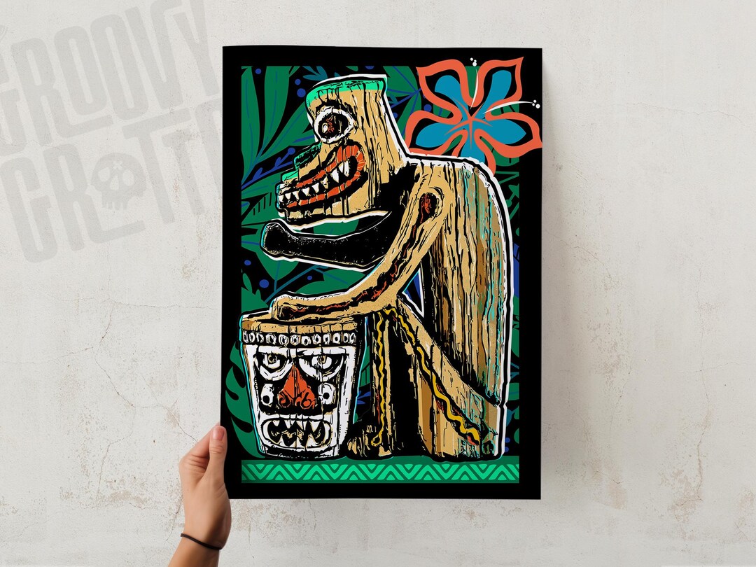 Enchanted Tiki Room Drummer Fan Art Print, Tiki Bar Decor Available as ...