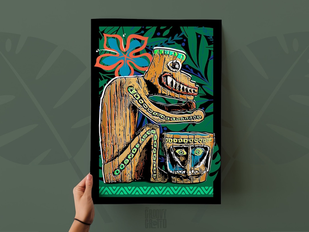 Enchanted Tiki Room Drummer Art Print Tropical Tiki Bar Decor Available ...