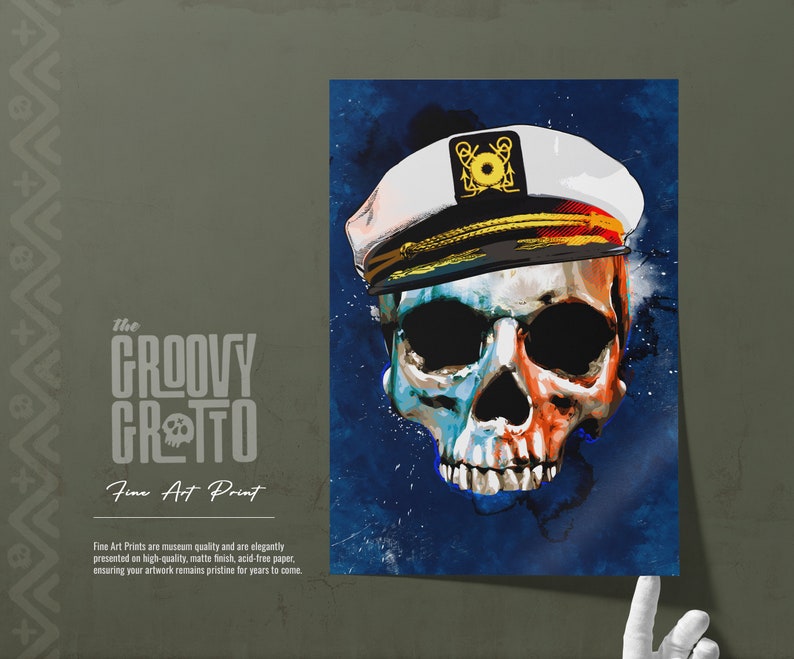 Nautical Skull Art Print: Beach House Tiki Decor - Etsy