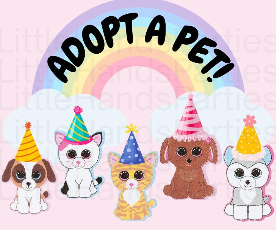 Beanie Baby Birthday Party Poster Set – Printable “adopt a Pet” Signs ...