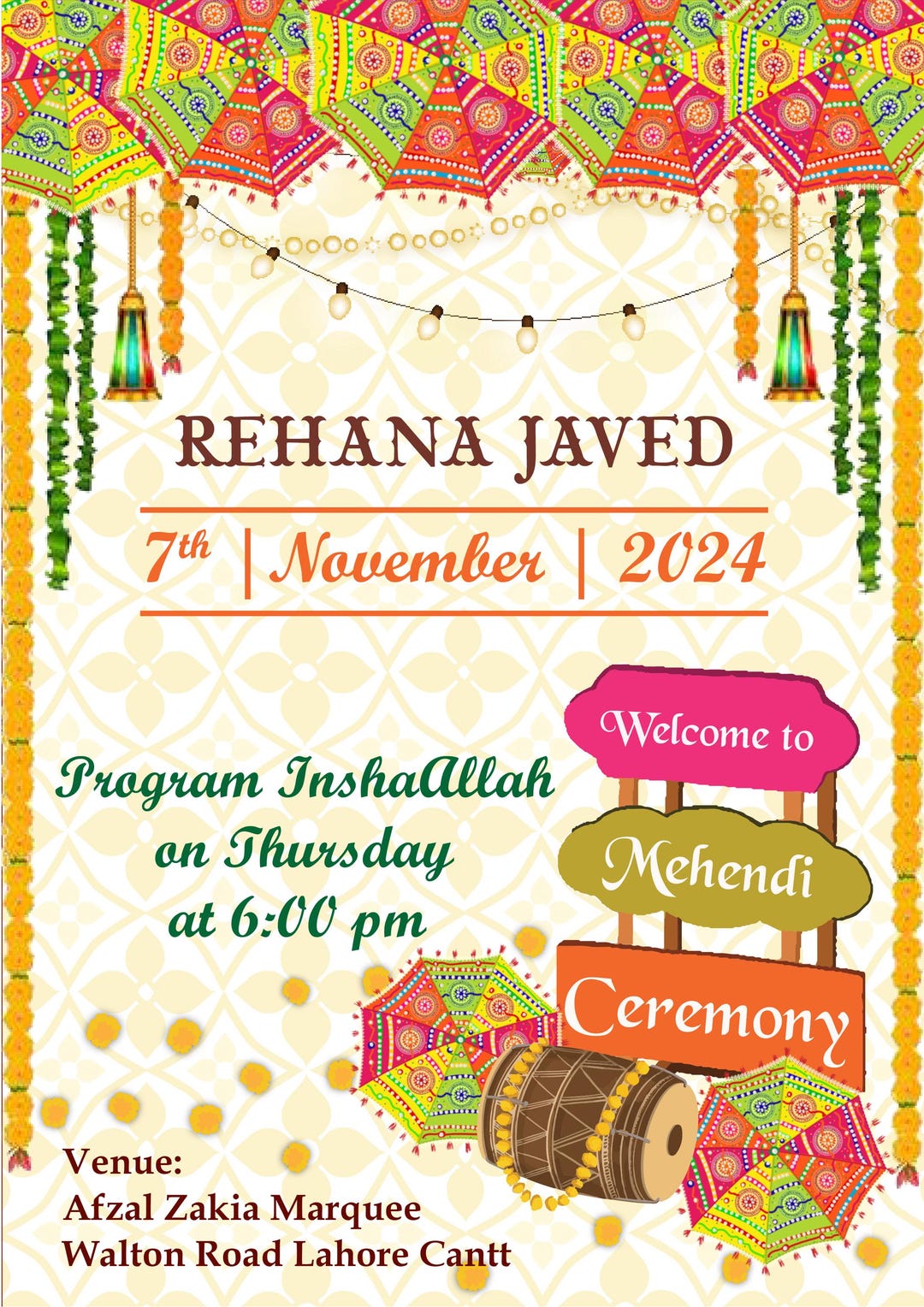 Pakistani Mehndi Invitation E-card - Etsy