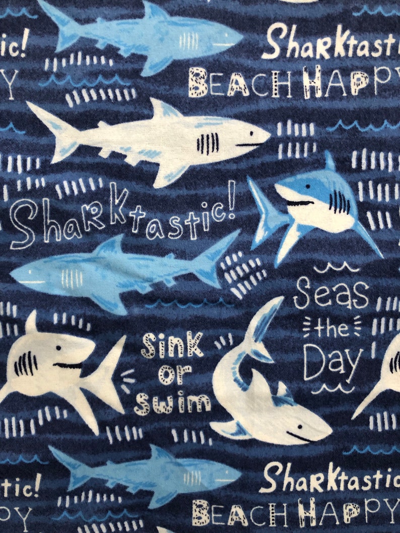 Sharktastic Seas the Day Sink or Swim Sharks Flannel Tie on Dog Bandana ...