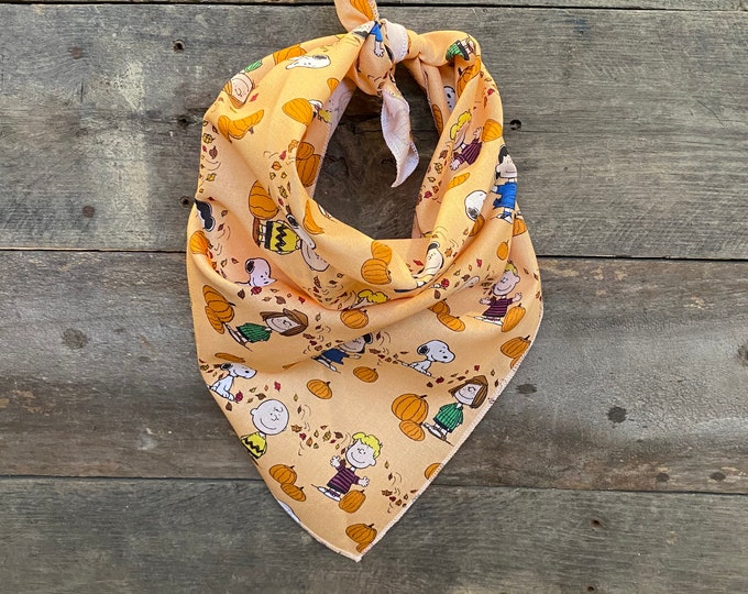 Snoopy Peanuts Charlie Brown Fall the Great Pumpkin Tie on Dog Bandana - Etsy