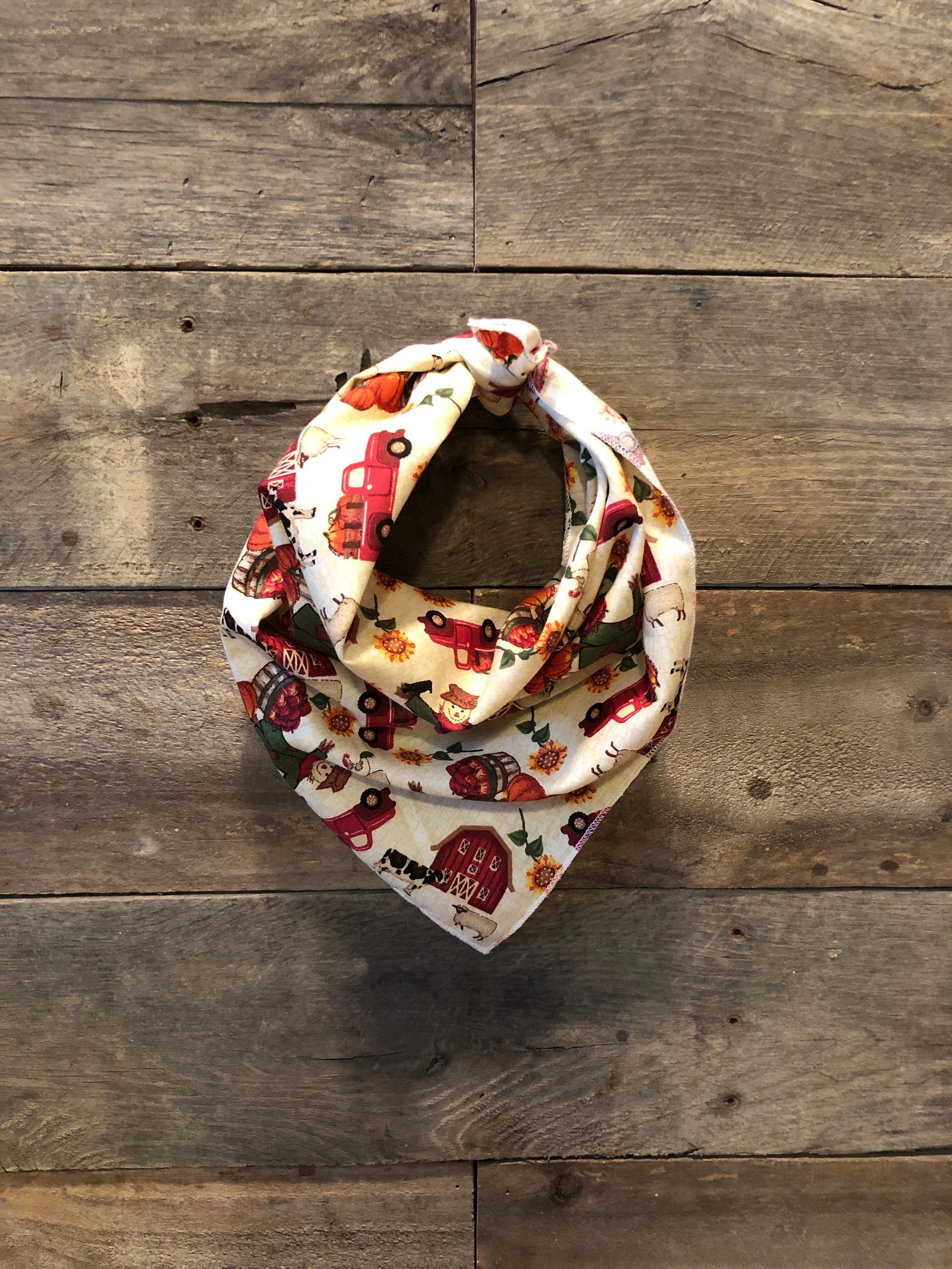 Fall Farm Sunflowers Barn Scarecrow Truck With Pumpkins Autumn Tie on ...