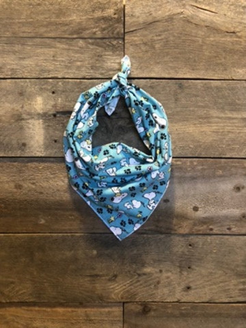 Snoopy & Woodstock Blue Peanuts Paw Prints Tie on Dog Bandana - Etsy