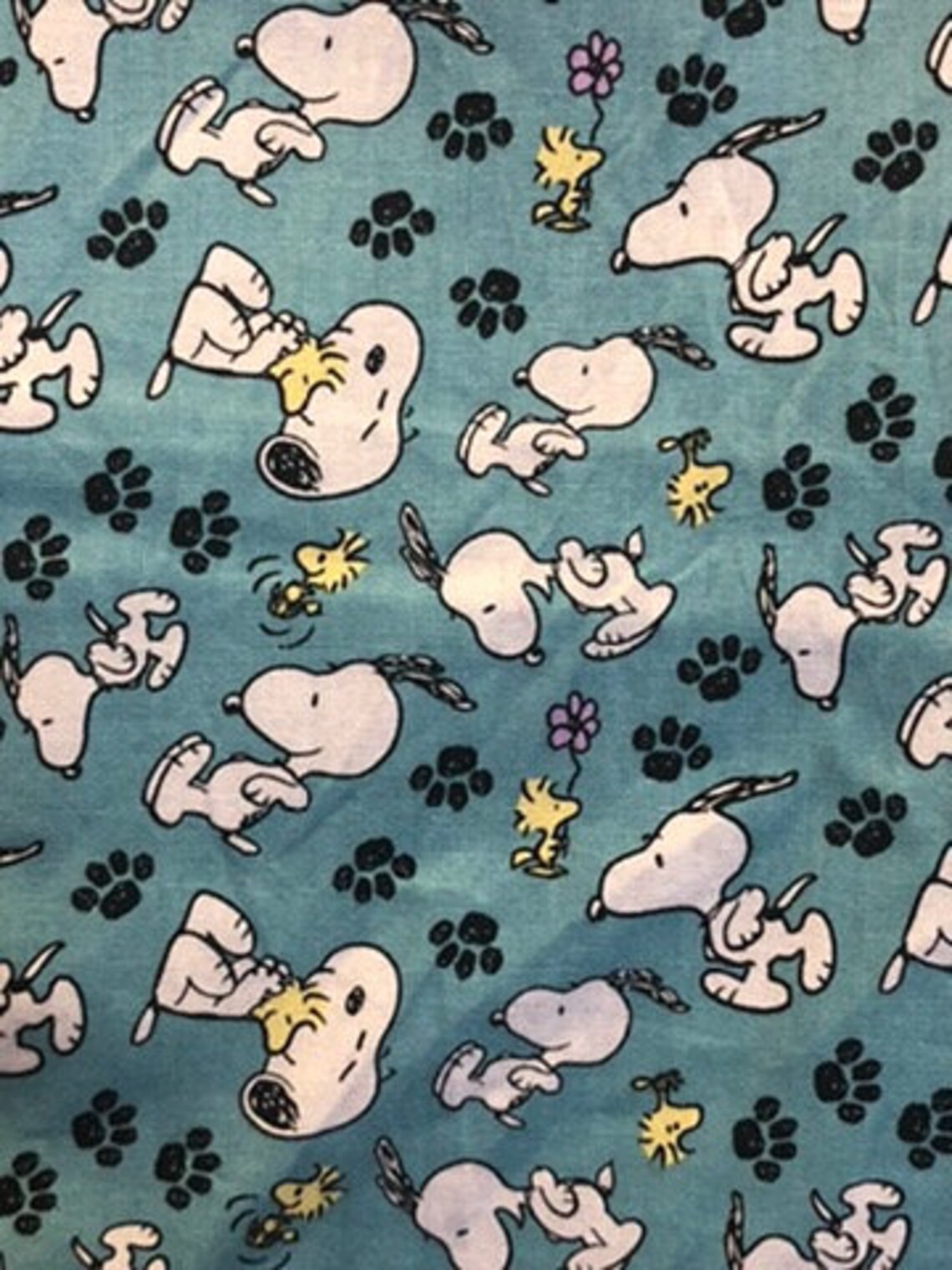 Snoopy & Woodstock Blue Peanuts Paw Prints Tie on Dog Bandana - Etsy