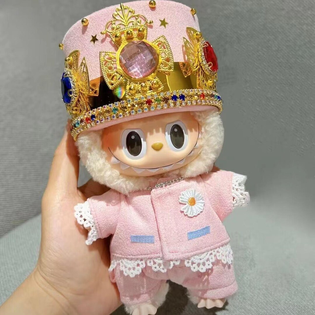 GD Pink Stage Costume for Labubu｜handmade Crystal Crown & Pearl Bag ...