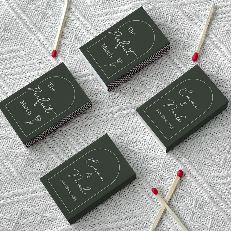 Custom Green Wedding Matchbox, BULK Match Boxes Party and Wedding ...