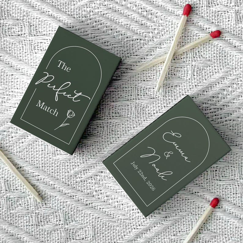 Custom Green Wedding Matchbox, BULK Match Boxes Party and Wedding ...