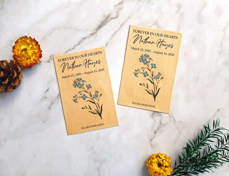 In Loving Memory Wildflower Seed Packets, Funeral Favor for Guests ...