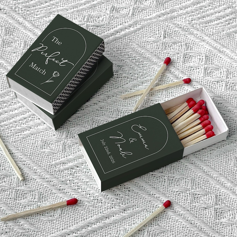 Custom Green Wedding Matchbox, BULK Match Boxes Party and Wedding ...