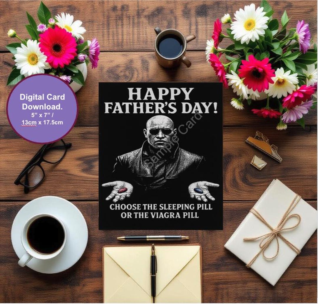 Funny Matrix Father's Day Card: Cheeky Digital Download (5x7 PDF ...