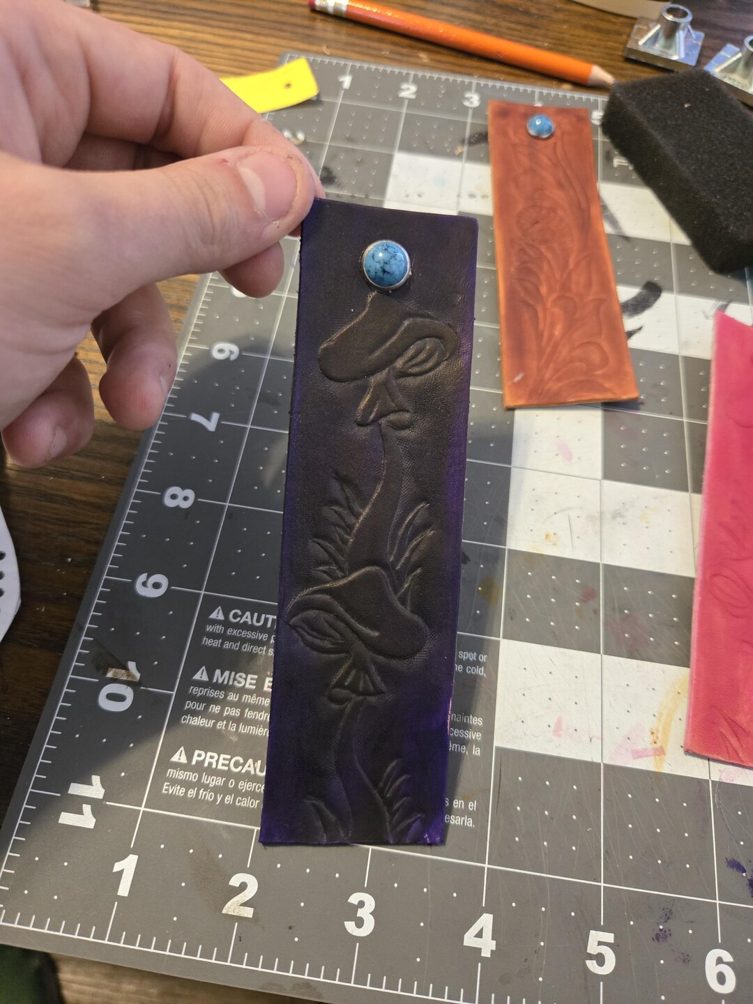 Handmade Tooled Leather Bookmark - Etsy