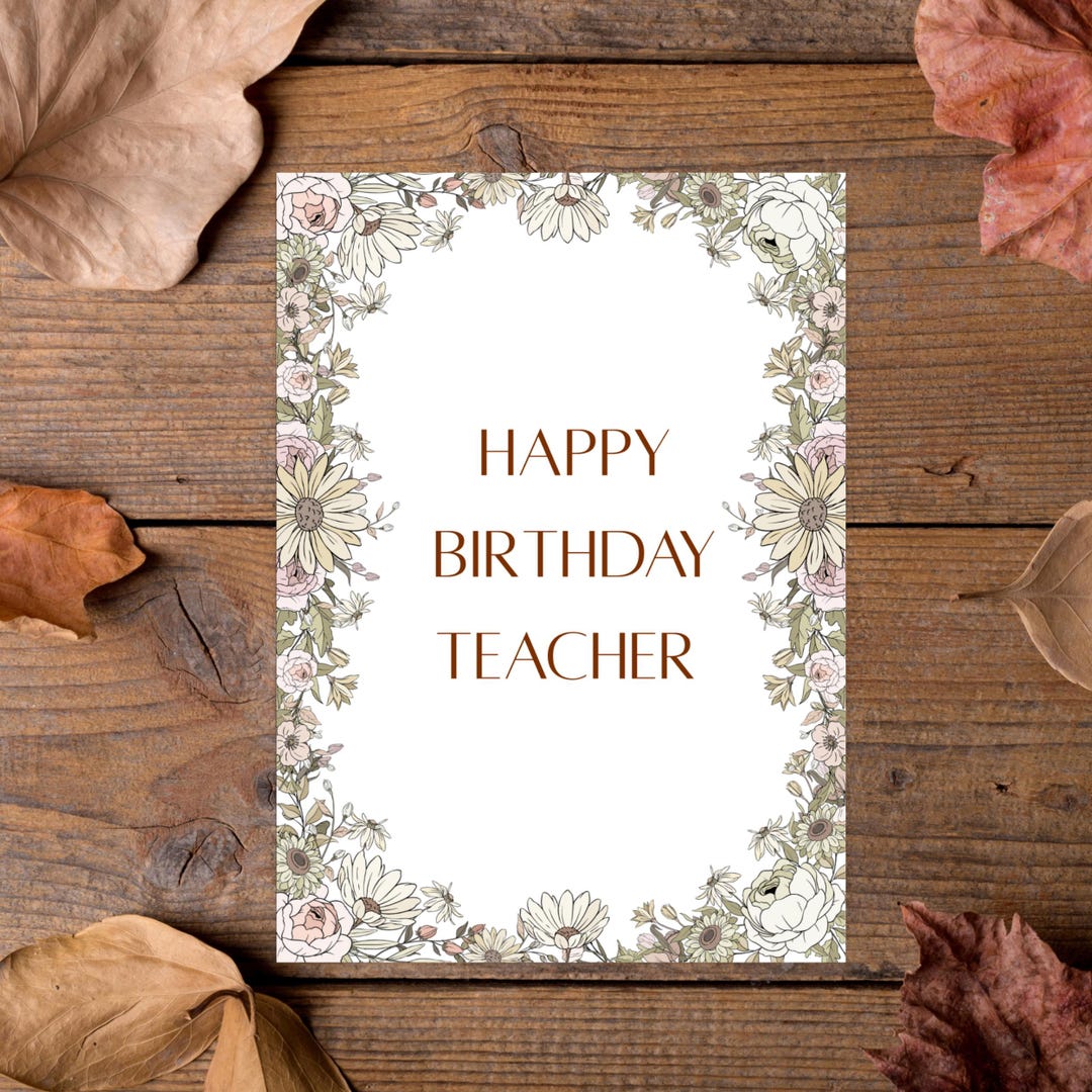 Birthday Card for Teacher - Happy Birthday Teacher Card – Printable ...